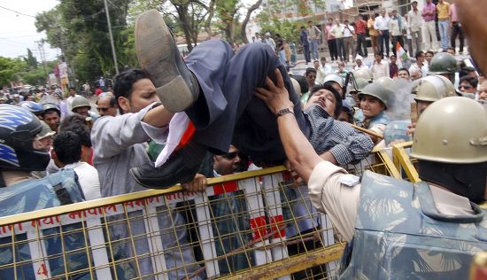 Indian Policemen Scuffle Congress Party Workers Editorial Stock Photo ...