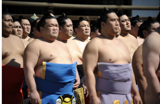 Sumo Wrestlers Attend Ritual Ceremony Yasukuni Redaktionelles Stockfoto ...
