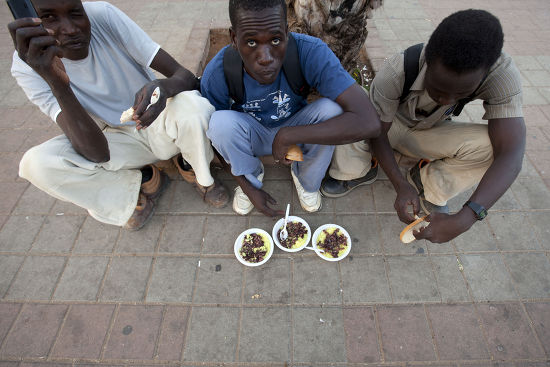 African Migrants Eat Meal Handed Out Editorial Stock Photo - Stock ...