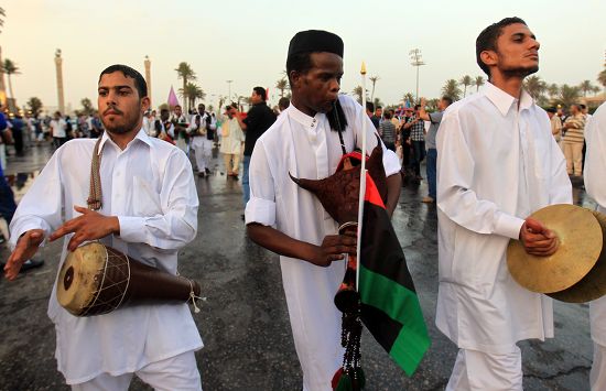 Libyan Folk Musicians Perform During Celebration Editorial Stock Photo ...