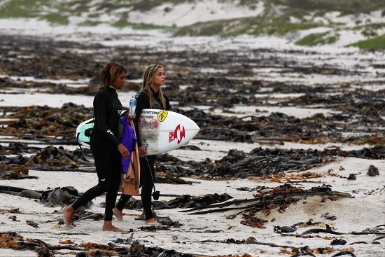 Female Competitors Walk Across Long Beach Editorial Stock Photo - Stock ...