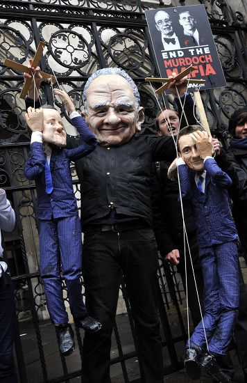 Protester Wearing Mask Rupert Murdoch Holds Editorial Stock Photo ...