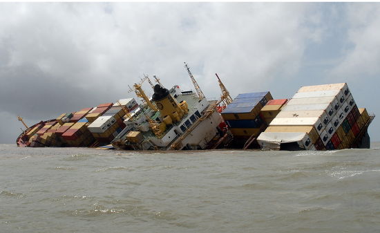 Tilted Cargo Ship Msc Chitra After Editorial Stock Photo - Stock Image ...