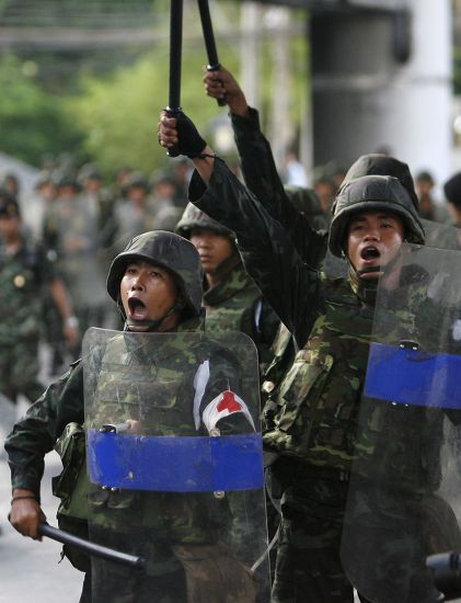 Thai Army Soldiers Shout During Pitched Editorial Stock Photo - Stock ...