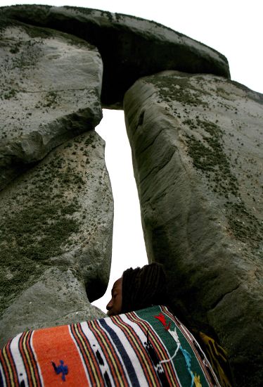 Reveller Hugs One Rocks Stonehenge During Editorial Stock Photo - Stock ...