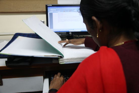 Indian Visually Impaired Students Work Computers Editorial Stock Photo ...