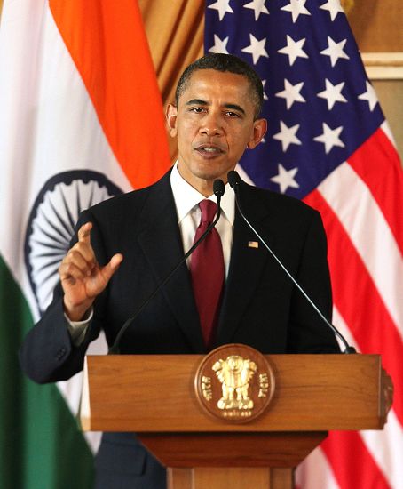 Us President Barack Obama During Joint Editorial Stock Photo - Stock ...
