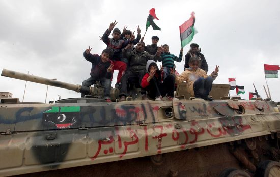 Libyan Children Flash Victory Signs Hold Editorial Stock Photo - Stock ...