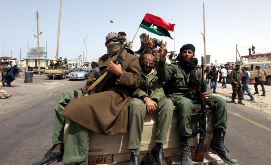 Libyan Rebels Flash Victory Sign They Editorial Stock Photo - Stock ...
