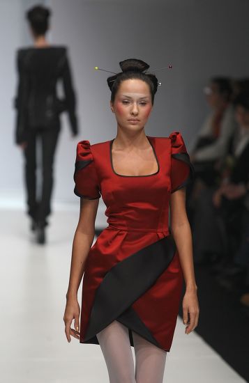 Model Displays Creation By Fashion Designer Editorial Stock Photo ...