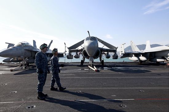 Two Us Navy Crewmen Walk By Editorial Stock Photo - Stock Image ...