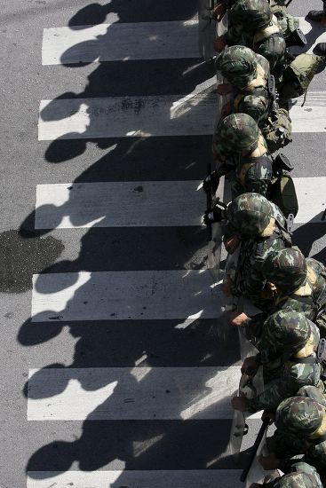 Thai Army Soldiers Face Off Against Editorial Stock Photo - Stock Image ...
