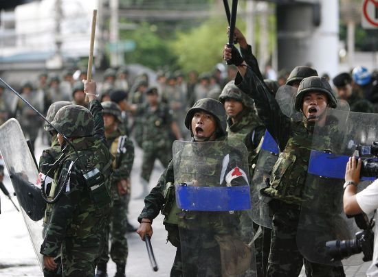 Thai Army Soldiers Shout During Pitched Editorial Stock Photo - Stock ...