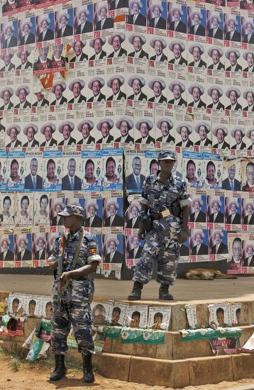 Ugandan Police Officers Stand Guard On Editorial Stock Photo - Stock ...
