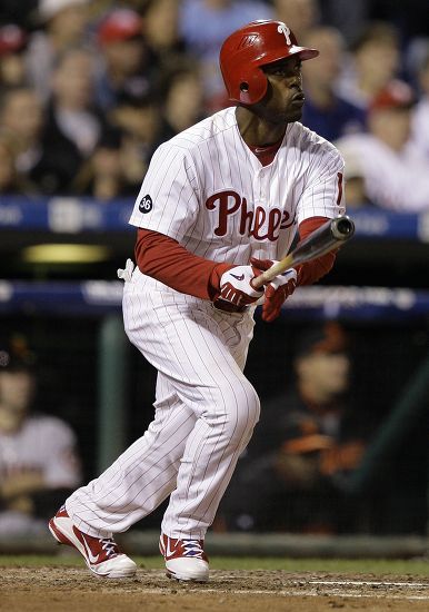 Philadelphia Phillies Batter Jimmy Rollins Hits Editorial Stock Photo ...