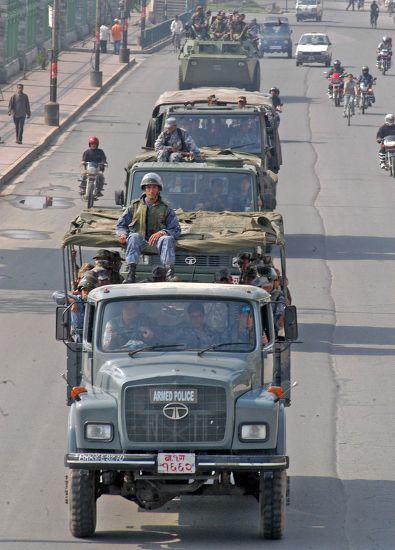 Nepalese Military Vehicles Patrol Streets Kathmandu Editorial Stock ...