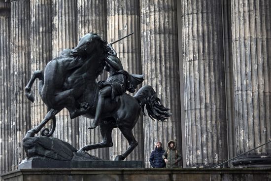 Couple Dwarfed By Columns Old Museum Editorial Stock Photo - Stock ...
