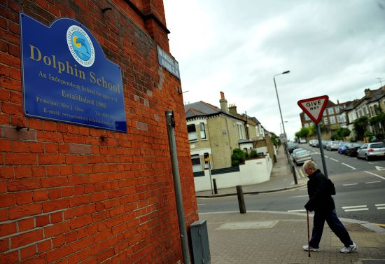 Pedestrian Walks Past Dolphin Primary School Editorial Stock Photo ...