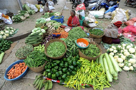 Indian Vegetable Vendors Wait Customer Wholesale Editorial Stock Photo ...