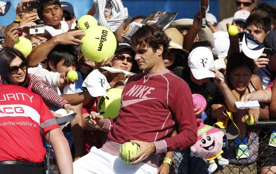 Swiss Roger Federer Kicks Ball He Editorial Stock Photo - Stock Image ...