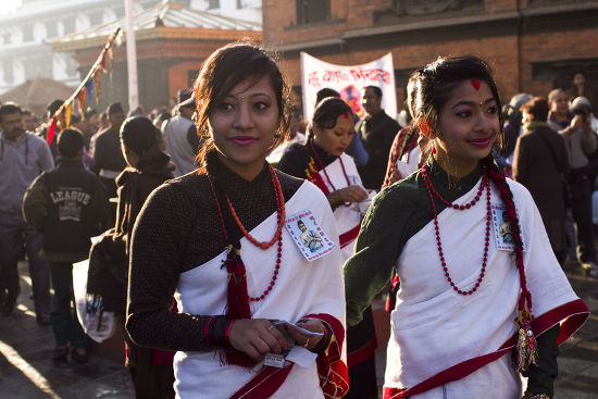 Ethnic Newari Girls Wearing Traditional Attire Editorial Stock Photo ...