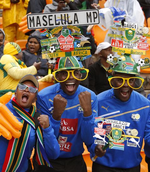 South African Soccer Fans Cheer Their Editorial Stock Photo - Stock ...