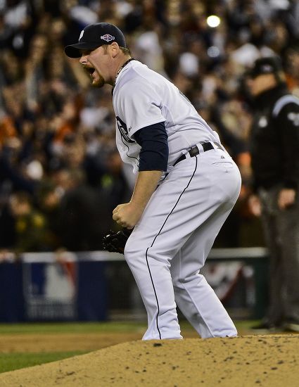 Detroit Tigers Pitcher Phil Coke Celebrates Editorial Stock Photo ...