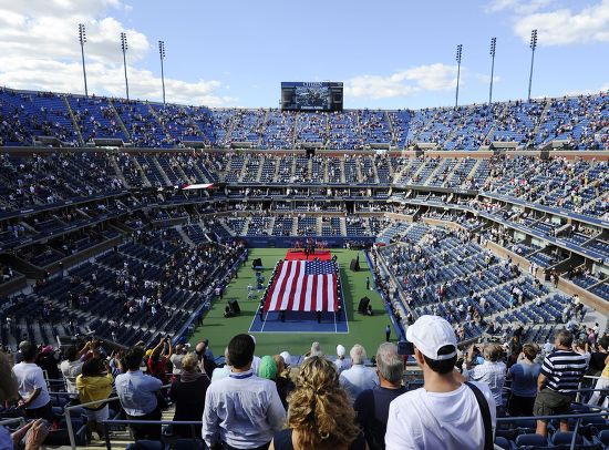 Giant American Flag Unfurled Across Court Editorial Stock Photo - Stock ...