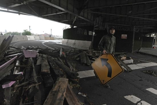 Man Carries Sign Damaged During Hurricane Editorial Stock Photo - Stock ...