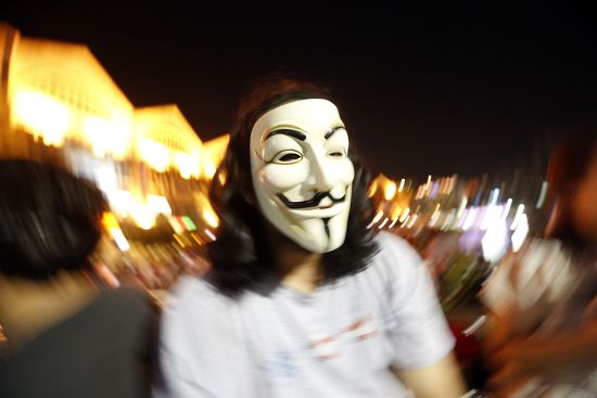 Man Dressed V Vendetta Mask Sits Editorial Stock Photo - Stock Image ...