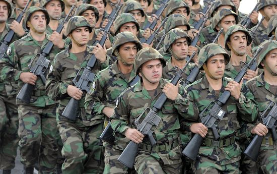 Lebanese Army Soldiers March During Parade Editorial Stock Photo