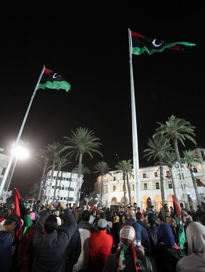 Libyans Take Part Ceremony Hoisting Libyan Editorial Stock Photo ...