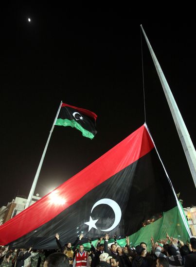 Libyans Take Part Ceremony Hoisting Libyan Editorial Stock Photo ...