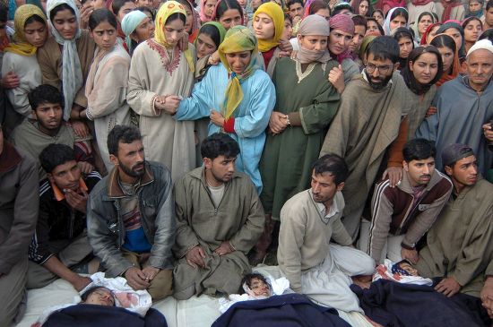 Kashmiri Villagers Surround Dead Bodies Three Editorial Stock Photo ...