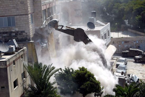 Israeli Bulldozer Destroy Bullding During Search Editorial Stock Photo ...