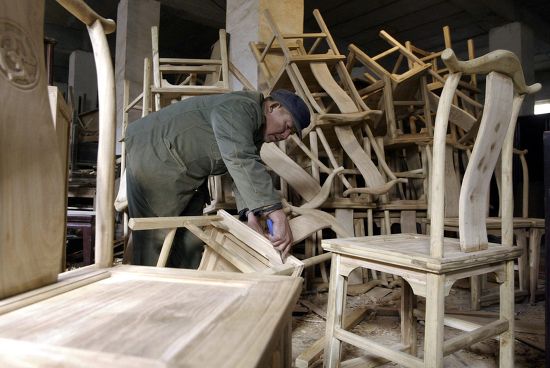 Carpenter Touches Chairs Which Replicas Style Editorial Stock Photo ...