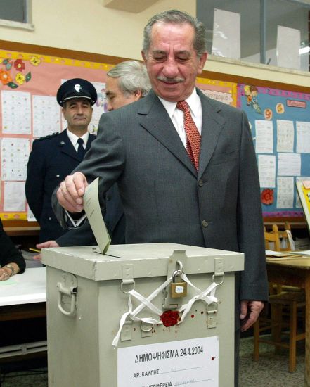 Greek Cypriot President Tassos Papadopoulos Casts Editorial Stock Photo ...