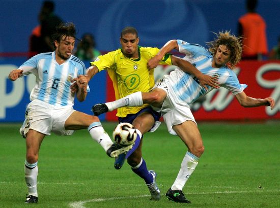 Brazils Adriano M Tackled By Argentinas Editorial Stock Photo - Stock ...