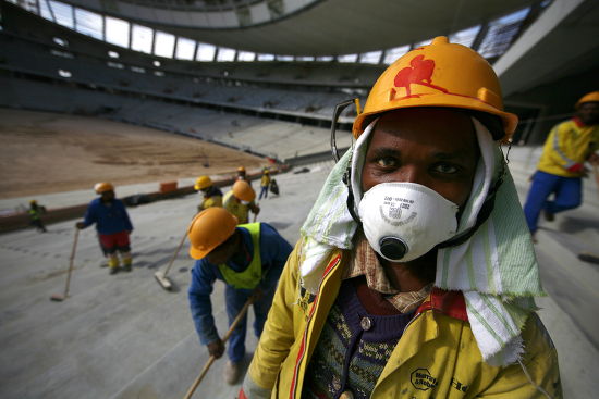 South African Construction Workers Sweep Green Editorial Stock Photo ...