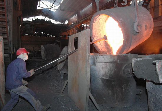 Worker Tries Dump Molten Metal Into Editorial Stock Photo - Stock Image ...