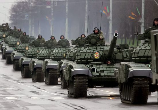 Column Tanks Moves Along Street During Editorial Stock Photo - Stock ...
