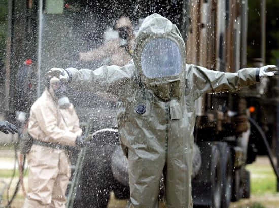 Greek Army Specialunit Soldier Receives Decontamination Editorial Stock ...