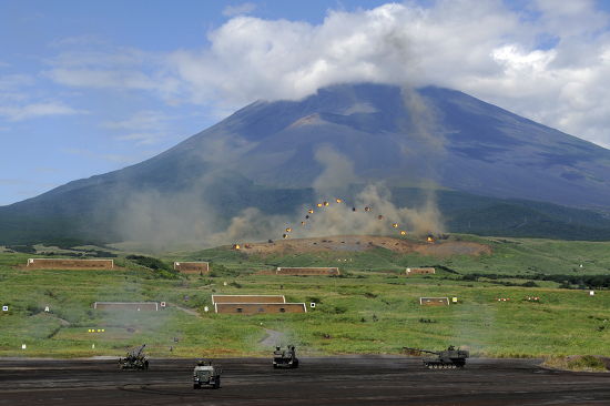 Shells Explode Forming Shape Mount Fuji Editorial Stock Photo - Stock ...