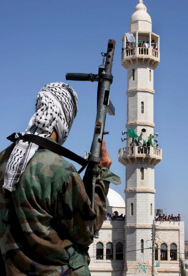Masked Palestinian Gunman Brandishes Old Submachine Editorial Stock ...