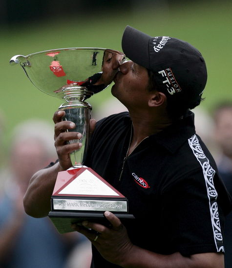 New Zealander Michael Campbell Holds Trophy Editorial Stock Photo ...