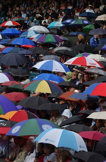 Umbrellas Come Out On Centre Court Editorial Stock Photo - Stock Image ...
