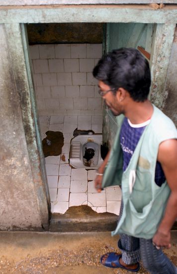 Pakistani Cleaner Inspects Public Toilet Karachi Editorial Stock Photo ...