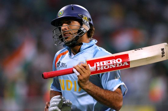 Indian Batsman Yuvraj Singh Raises His Editorial Stock Photo - Stock ...
