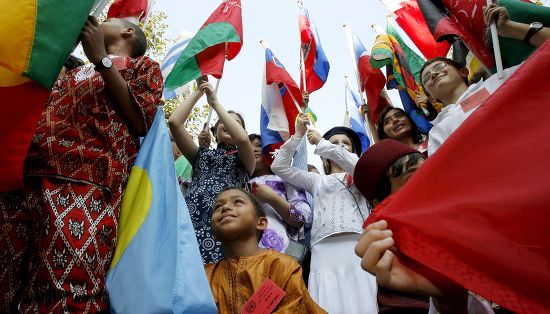 Children Holding Flags World Gather During Editorial Stock Photo ...