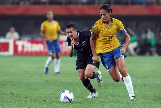 Brazilian Defender Aline R Fights Ball Editorial Stock Photo - Stock ...